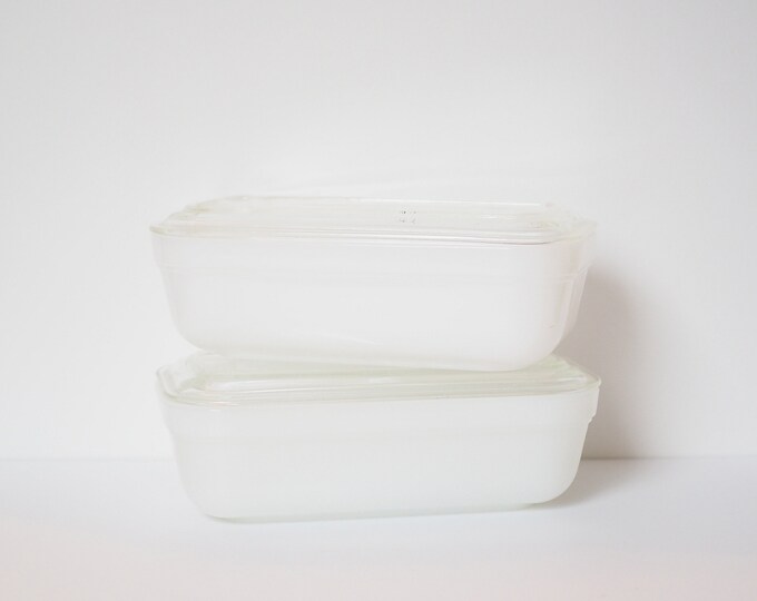 Set of 2 Vintage Ribbed Refrigerator Box Dish - Etsy