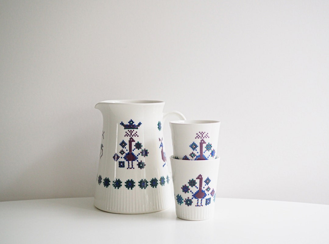 Set of 3 * Figgjo Flint * Big Jug With 2 Mugs * Menu * Norway * 60s ...