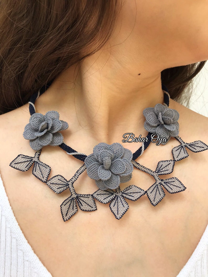 Turkish Oya Rose Branch Necklace Red Summer Jewelry Boho - Etsy