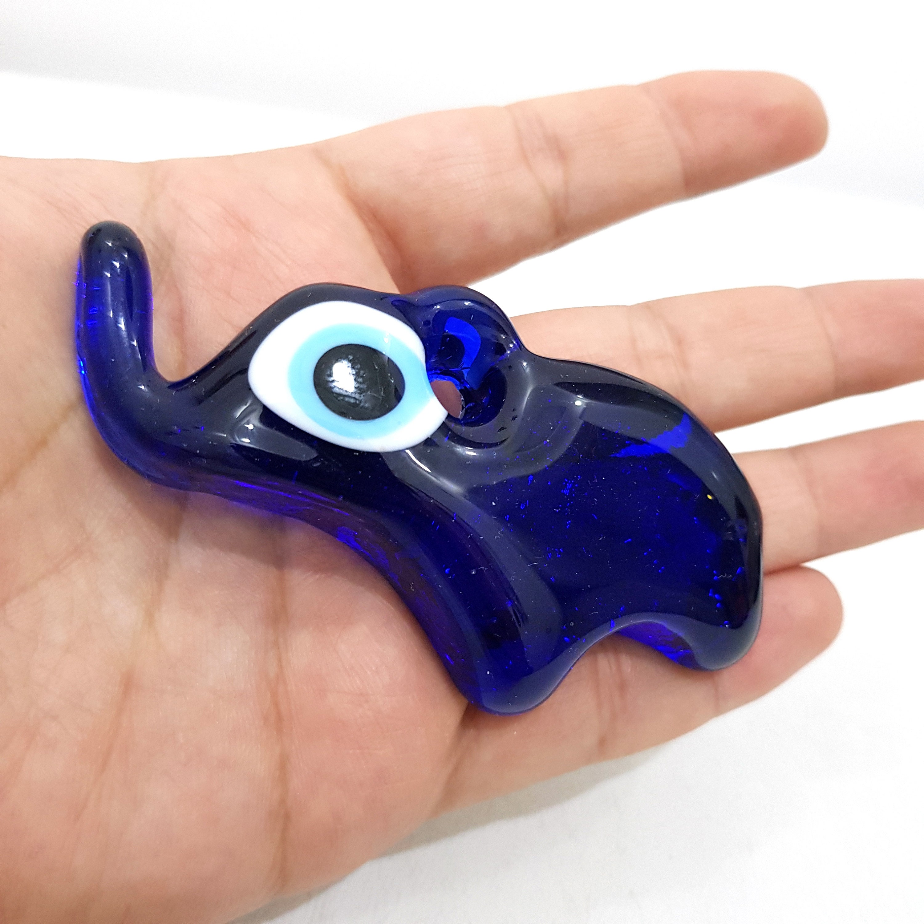 Glass Elephant Evil Eye Amulet 2 Sizes Good Luck | Etsy