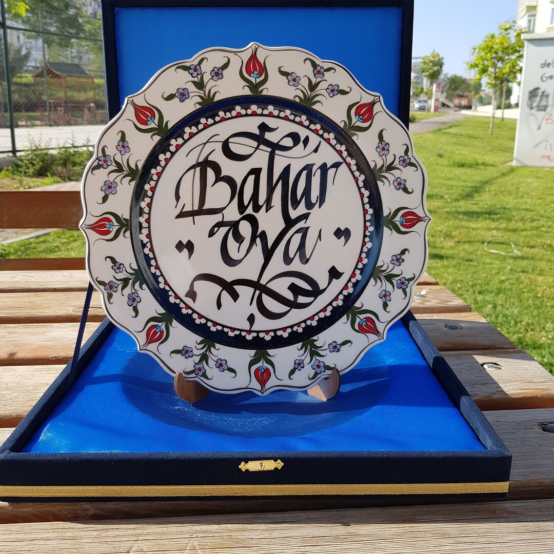 27 Cm Hand Painted Ceramic Plate Custom Calligraphy Handwriting Home ...