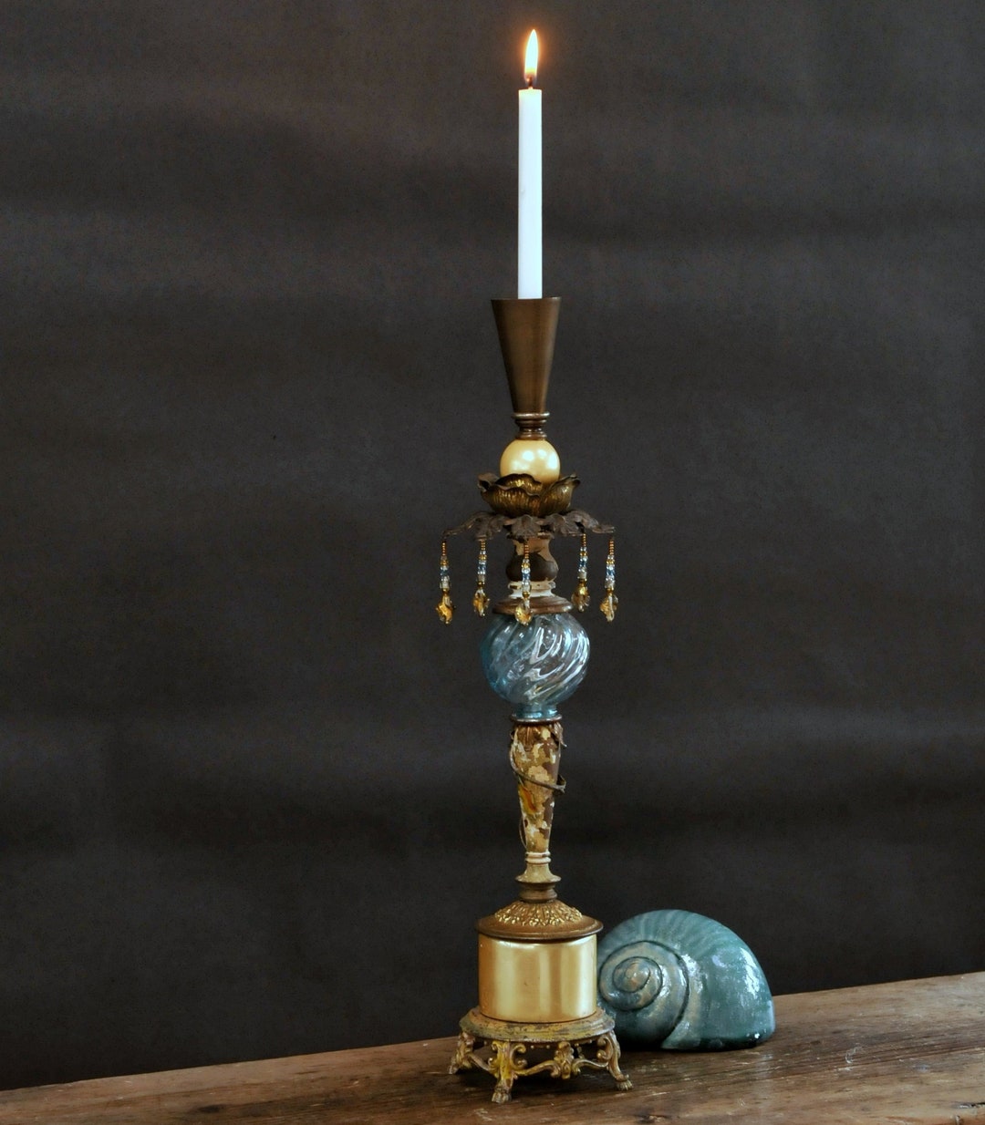 SOLD Petal Bloom, Steam Punk, One of a Kind, Candlestick Holder, Hand ...