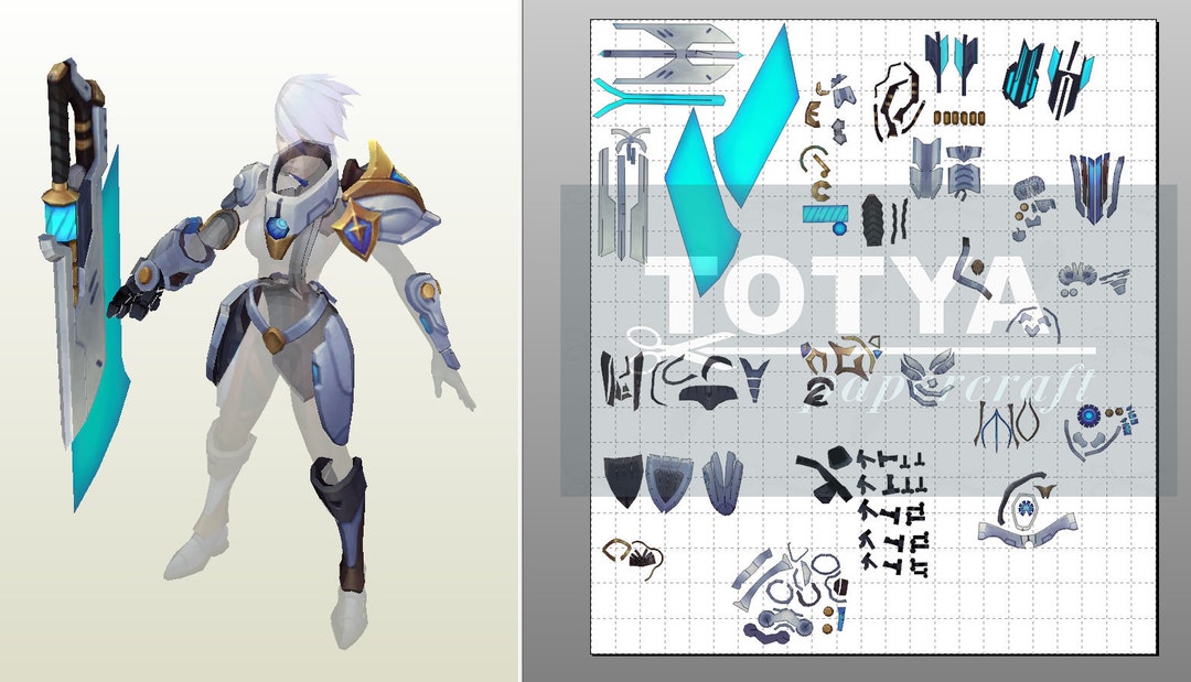 Pulsefire Riven plus Sword Cosplay Template for Foam/paper - Etsy Denmark