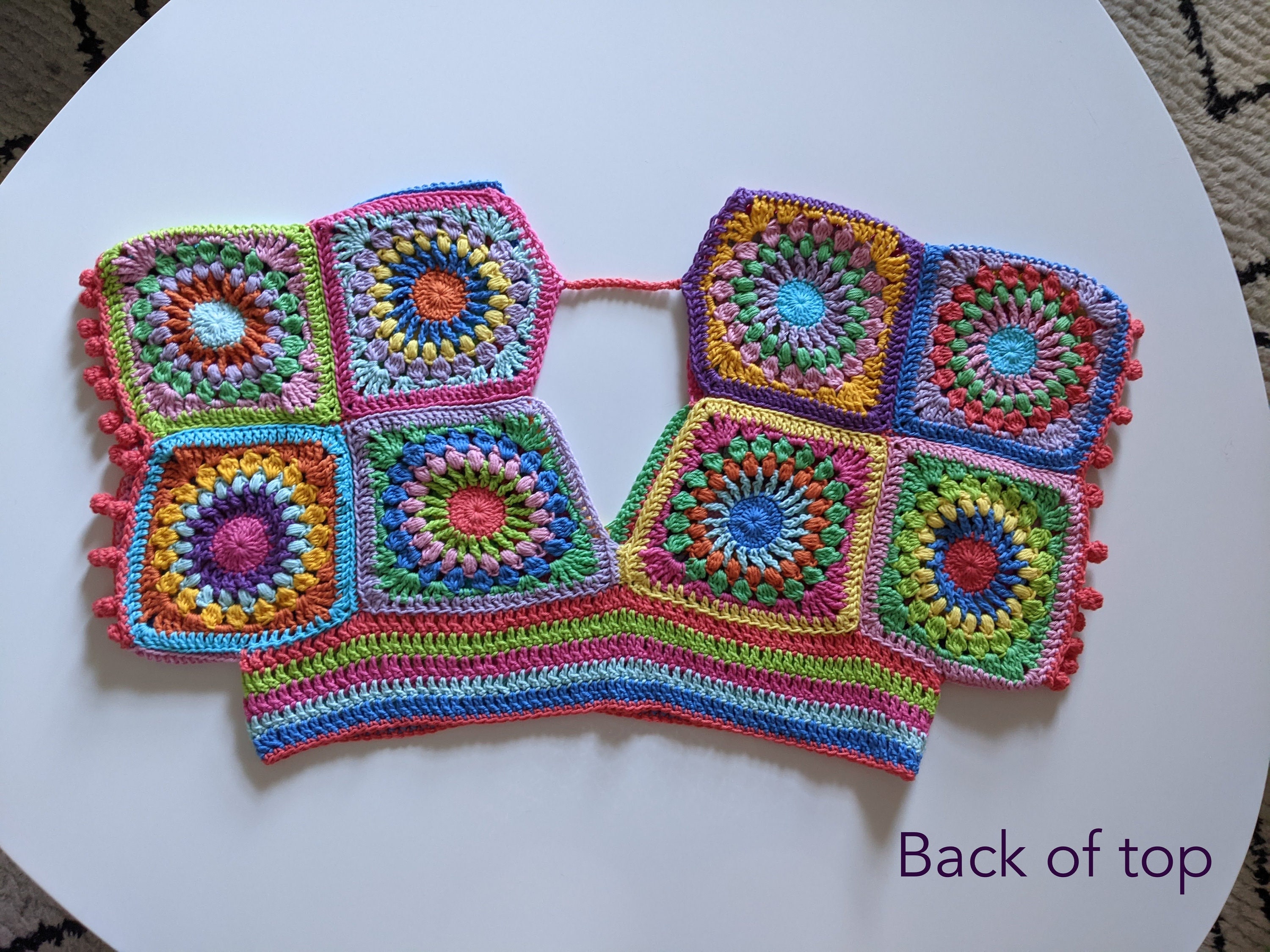 Colorful Crochet Granny Square Crop Top | Vibrant Funky Boho Crop Top ...