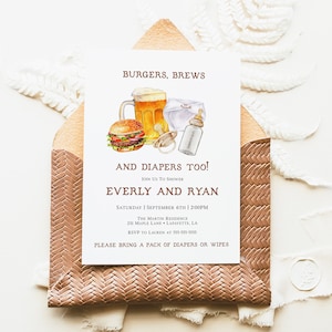 Burgers, Brews and Diapers Baby Shower Invitation, Instant Download ...
