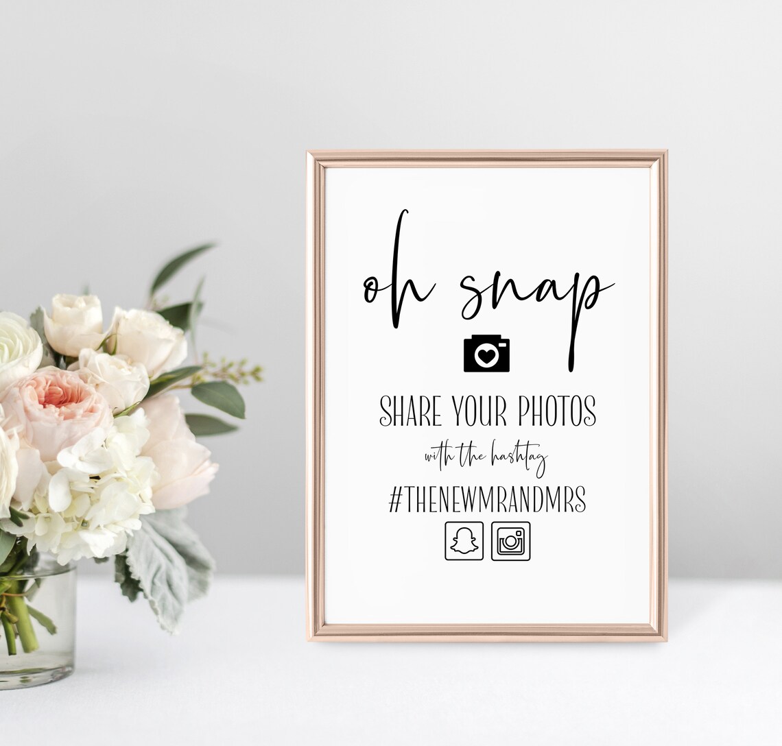 Oh Snap Sign Printable Wedding Snapchat Filter Sign Oh Snap | Etsy