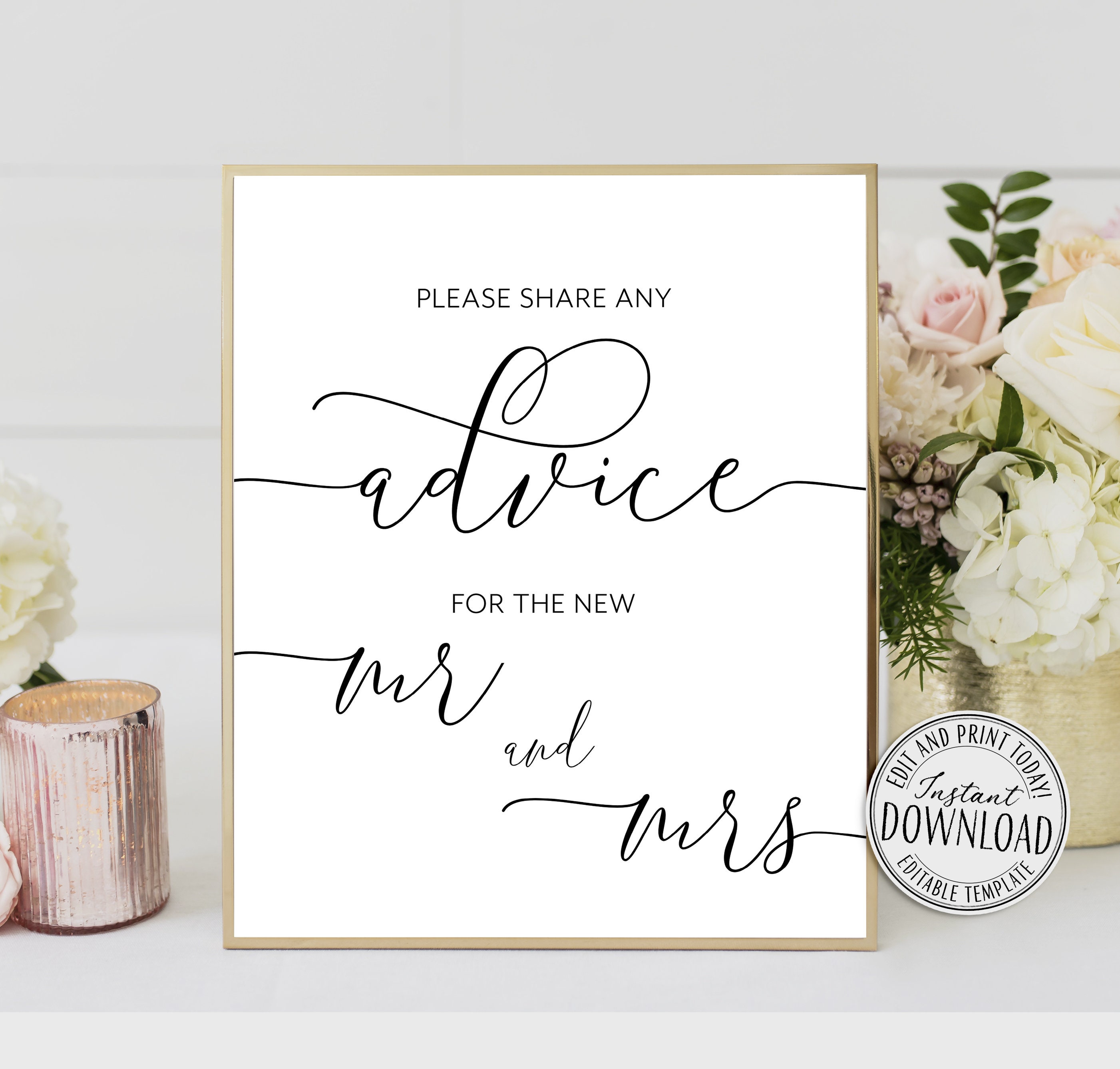 Printable Wedding Advice Cards Bride Groom Advice for the | Etsy