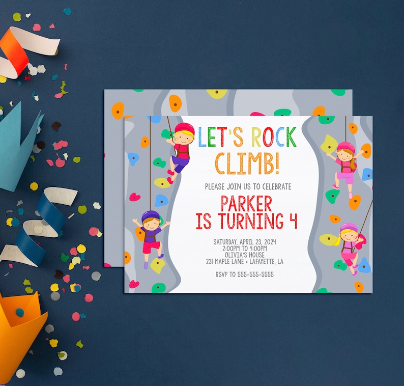 Rock Climbing Party Invitation Indoor Climbing Party Invite - Etsy