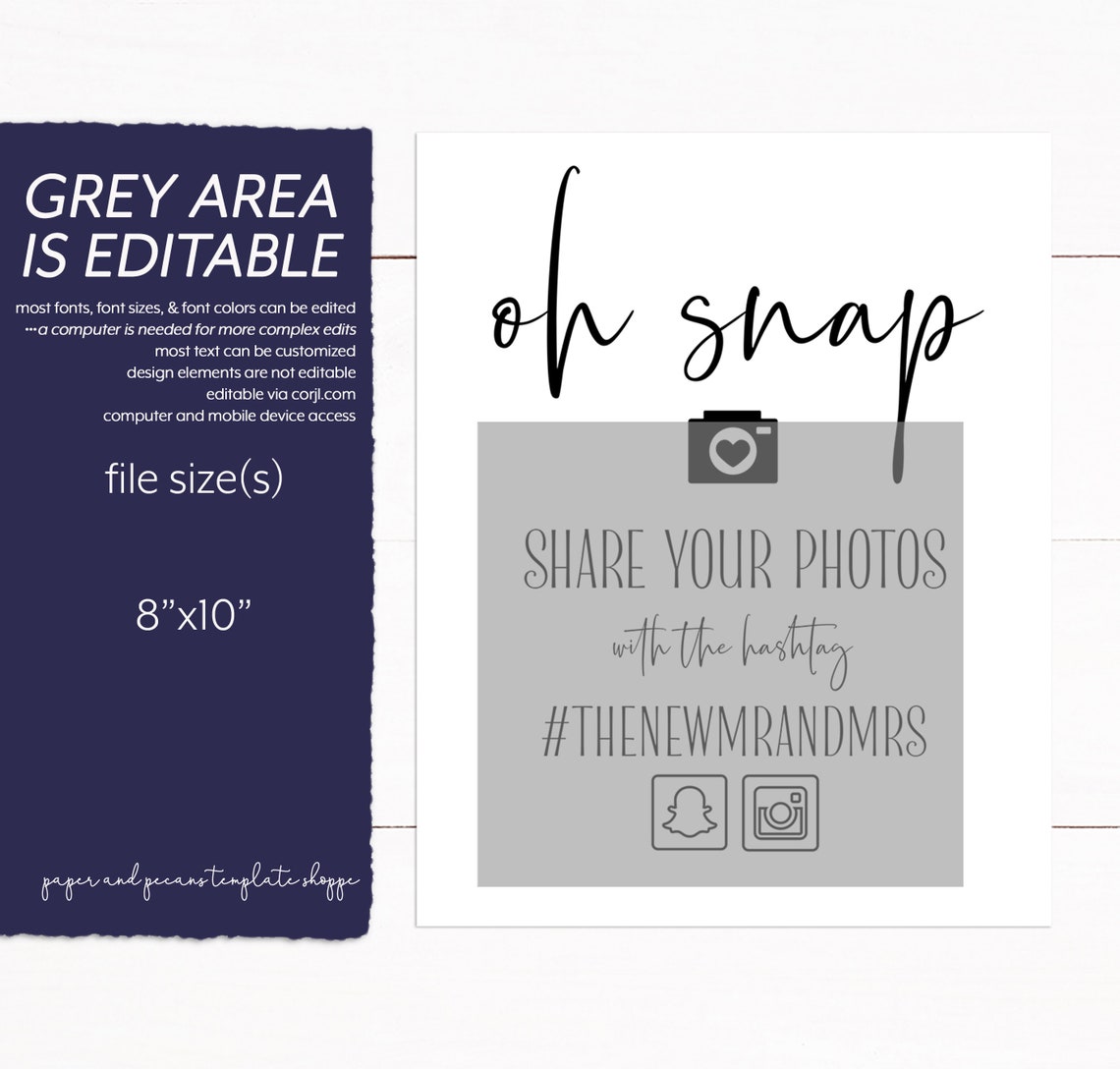 Oh Snap Sign Printable Wedding Snapchat Filter Sign Oh Snap | Etsy