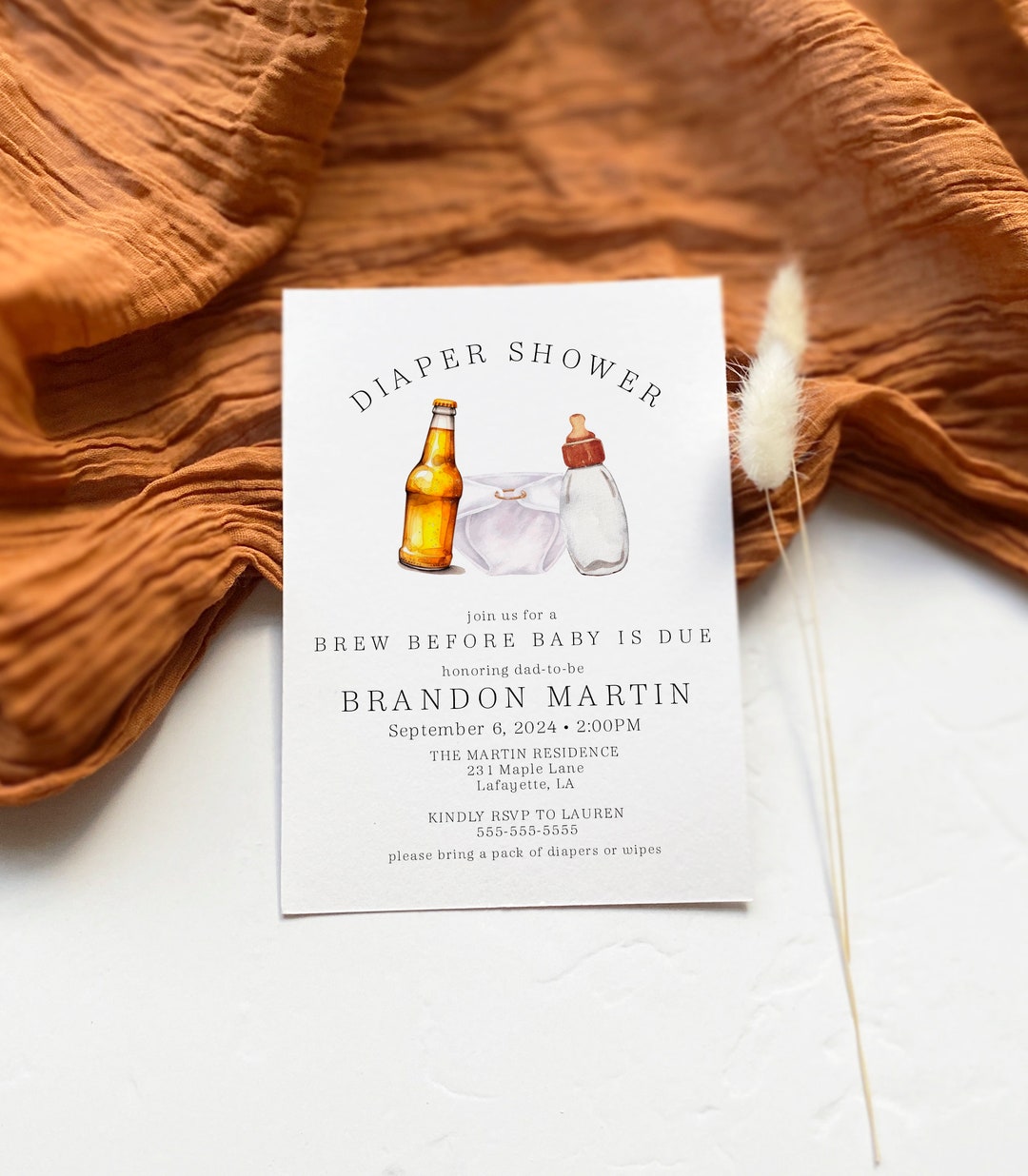Printable Beer Diaper Party Invitation Template, Editable Brews and ...