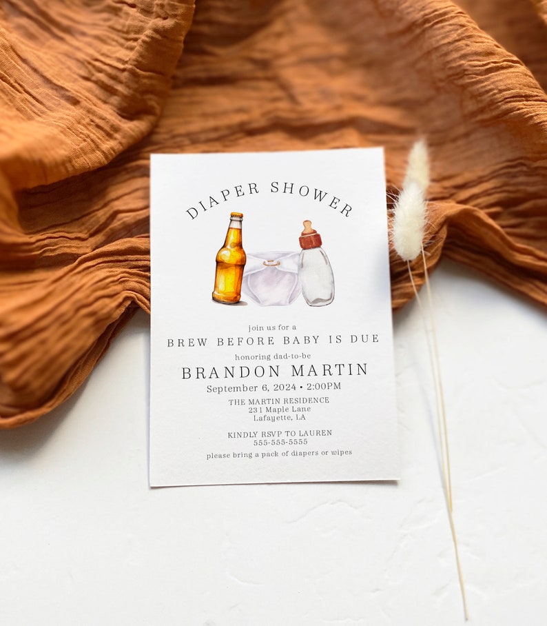 Printable Beer Diaper Party Invitation Template, Editable Brews and ...