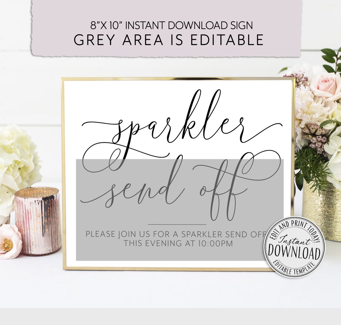 Wedding Sparkler Sign Printable INSTANT DOWNLOAD DIY | Etsy