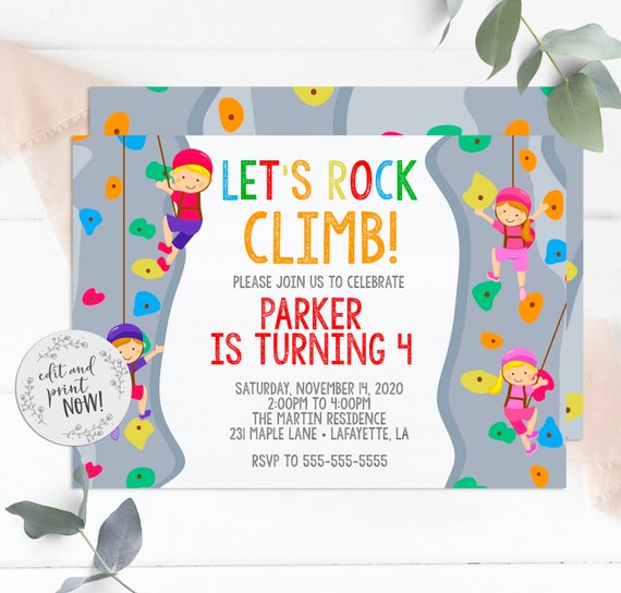 Rock Climbing Party Invitation Indoor Climbing Party Invite | Etsy