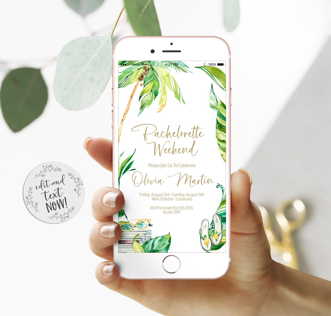Tropical Bachelorette Party Invitation With Itinerary, Girls Weekend ...