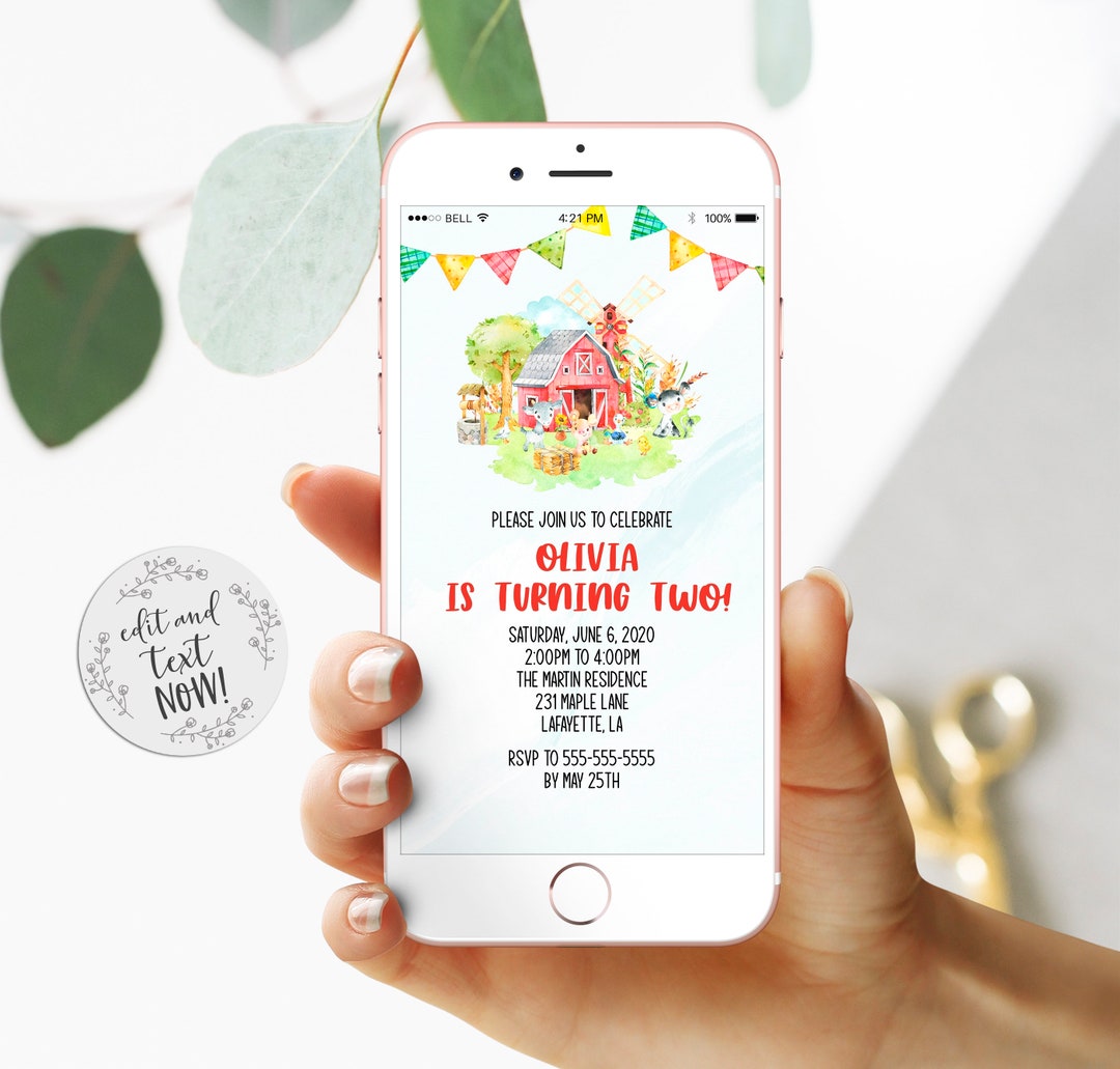 Farm Party Text Message Invitation, Barnyard Party Invitation, Barnyard ...