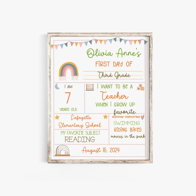 Boho First Day of School Signs Editable First Day of School - Etsy