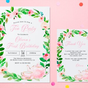 Floral Tea Party Invitation Tea Party Birthday Invitation | Etsy