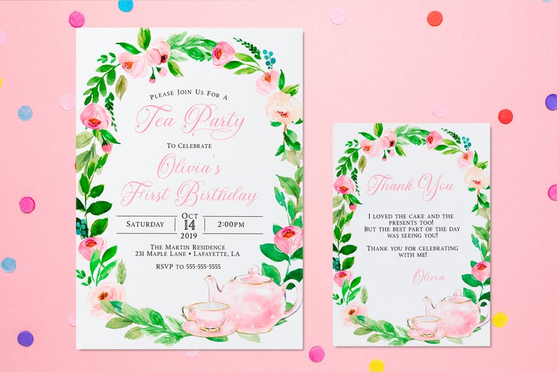 Floral Tea Party Invitation Tea Party Birthday Invitation | Etsy