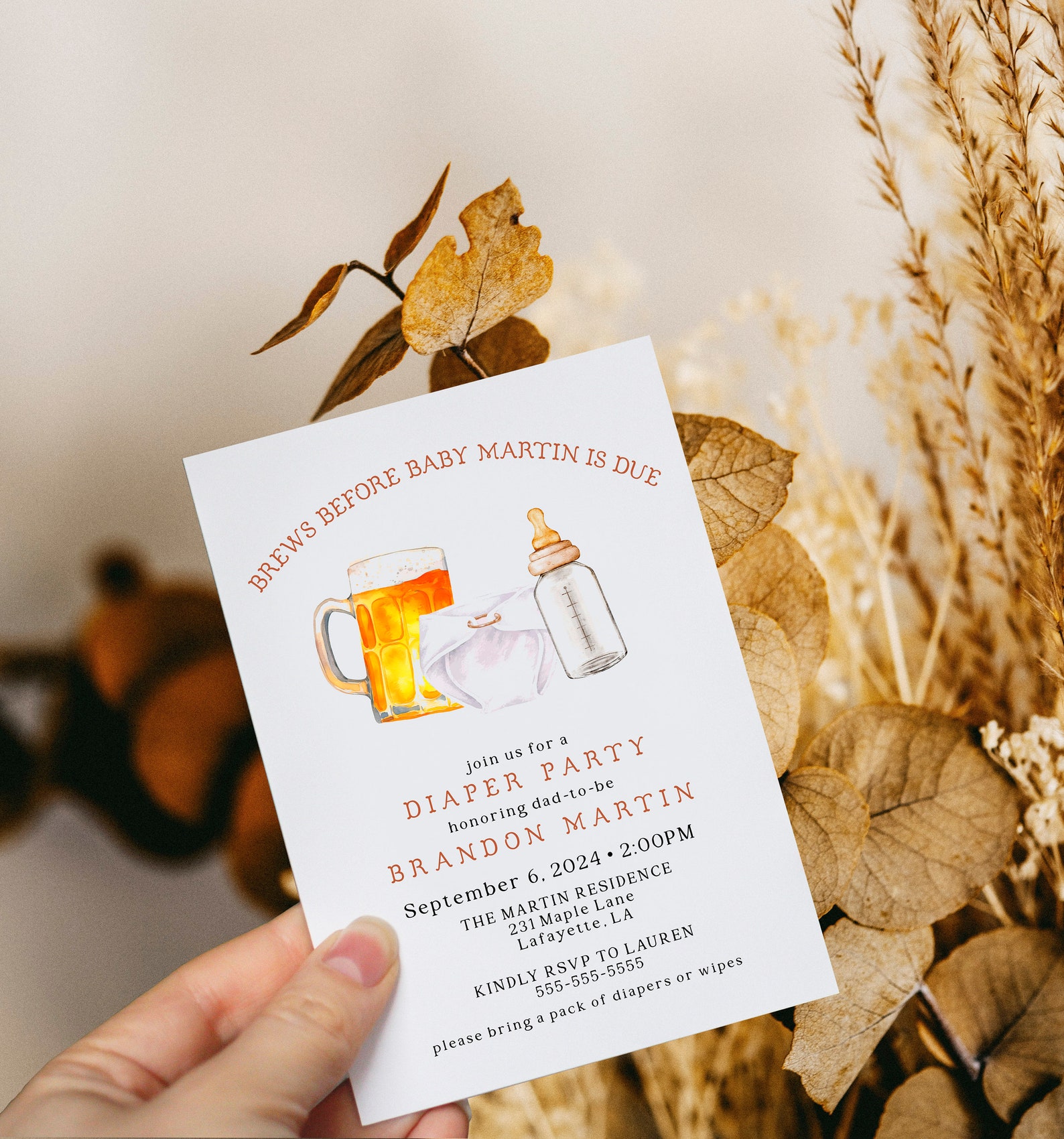 Beer and Diaper Party Baby Shower Invite, Man Shower, Dadchelor ...