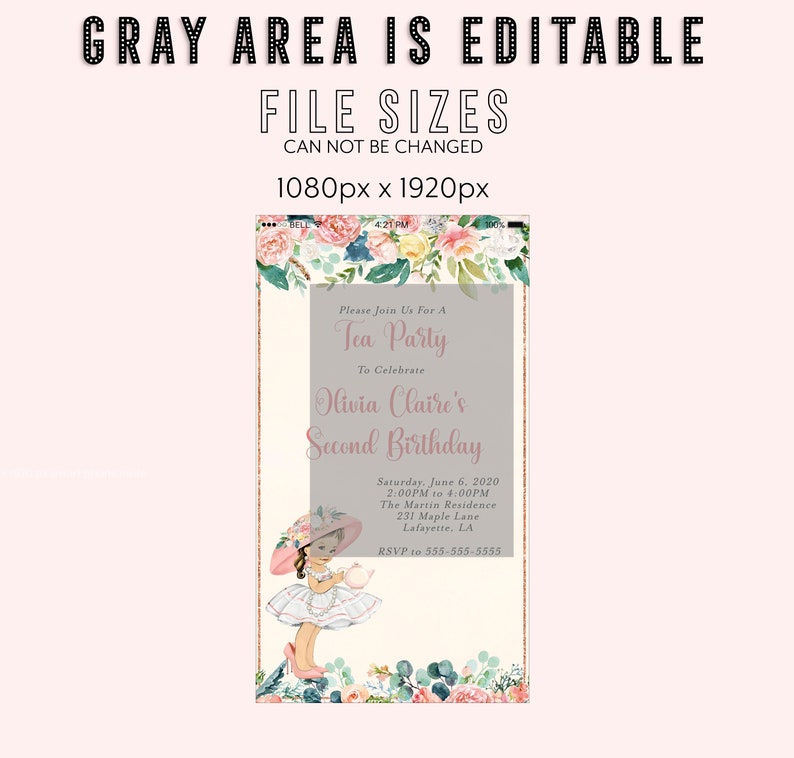 Floral Tea Party Text Message Invitation Tea Party Birthday - Etsy