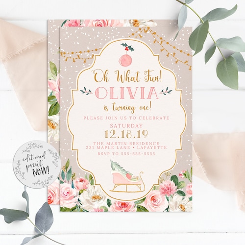 Oh What Fun Birthday Invitation Holiday First Birthday | Etsy