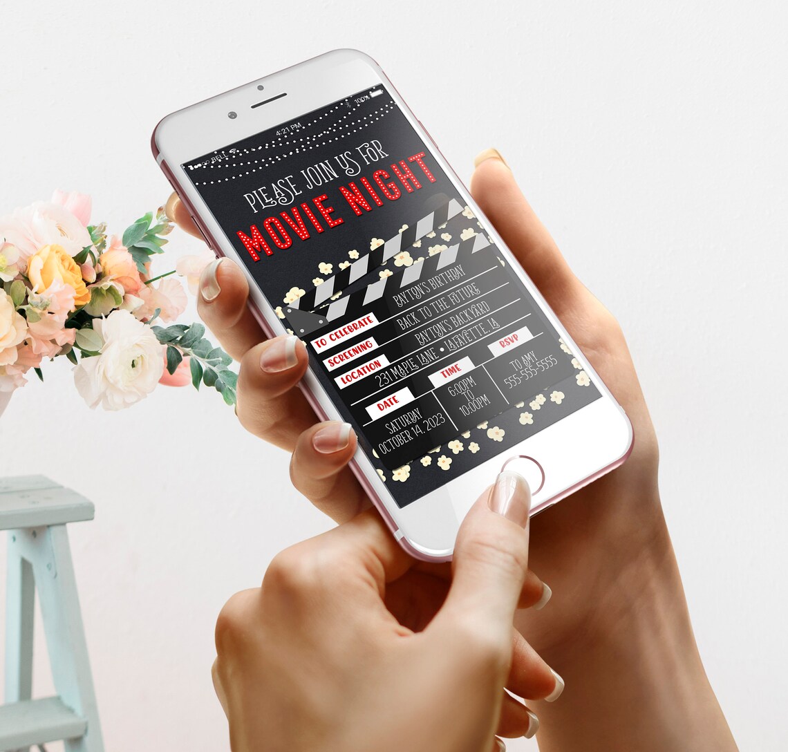 Movie Party Text Message Invitation Instant Download Movie - Etsy