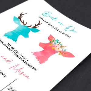 Buck or Doe Invitations, Gender Reveal Invitations, Instant Download ...
