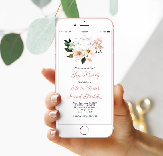 Text Message Floral Tea Party Invitation Tea Party Birthday - Etsy