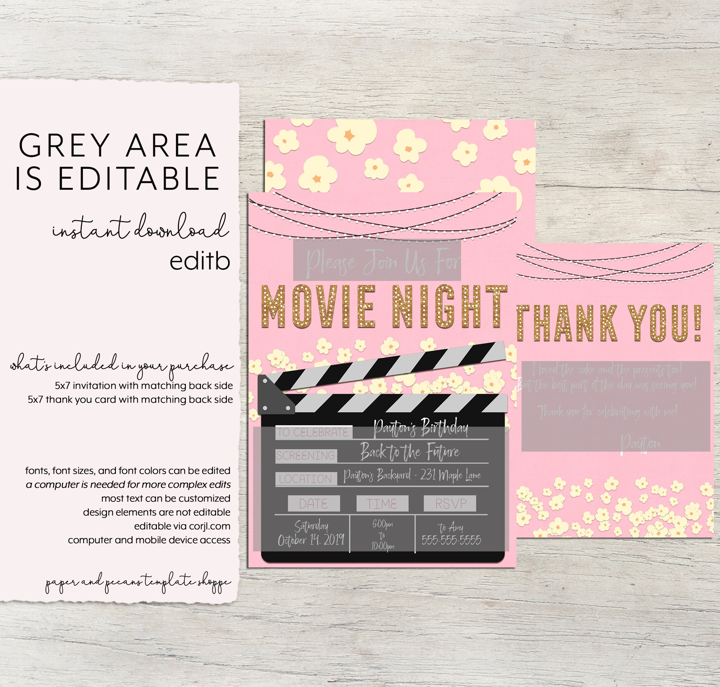 Movie Invitation Movie Party Movie Birthday Girl Birthday | Etsy
