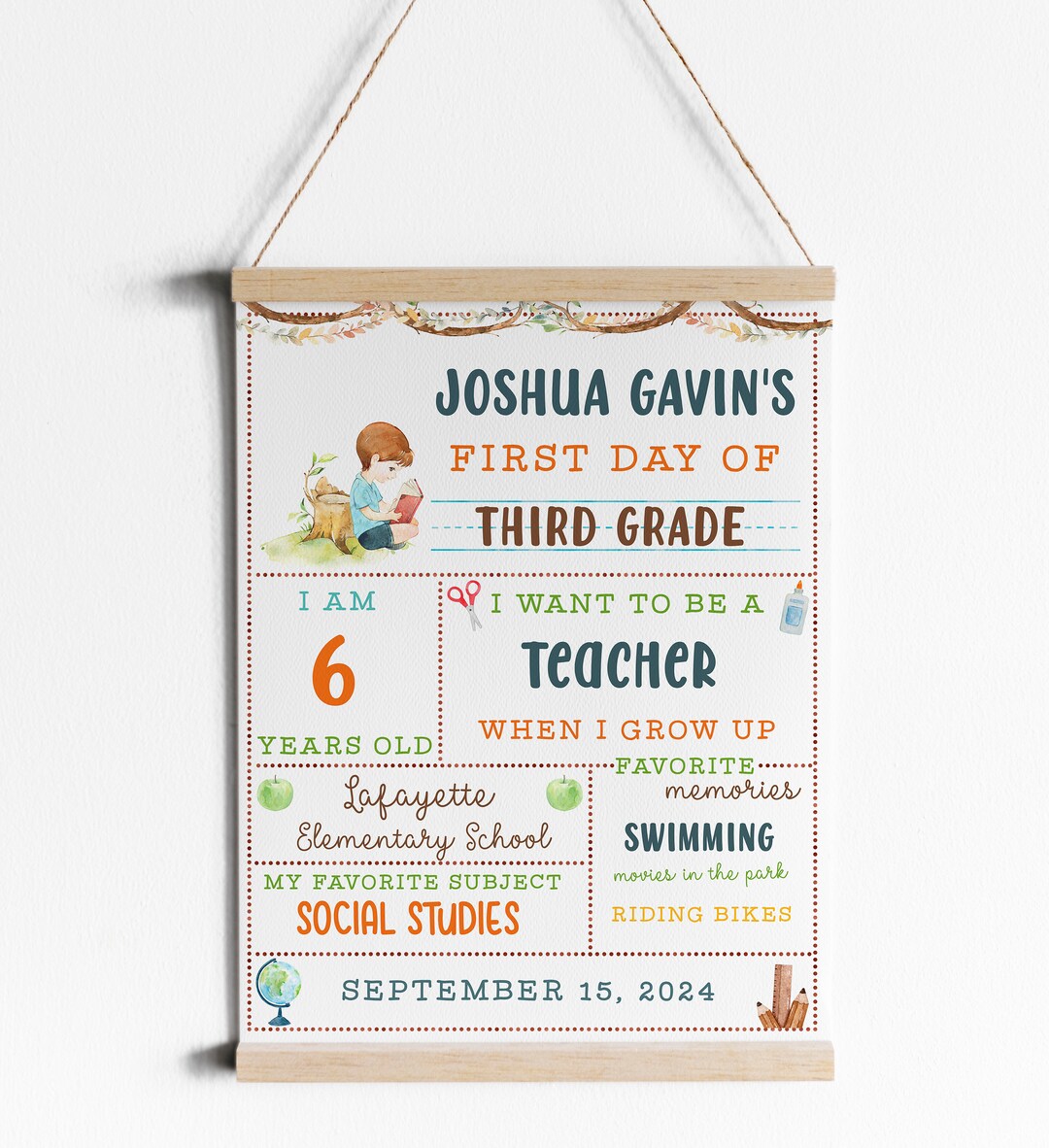 Instant Download School Sign, First Day of School Signs, Editable Last ...