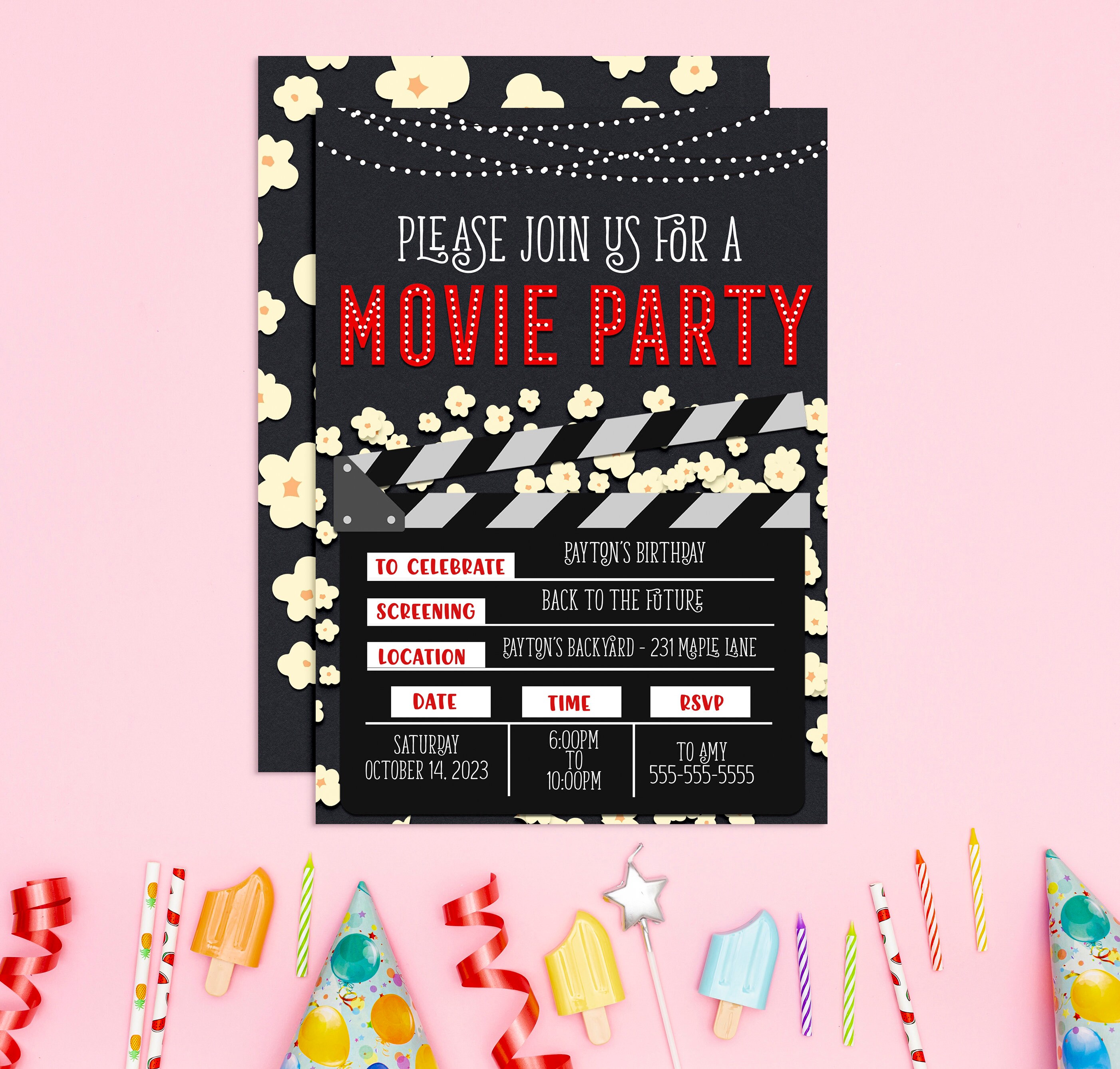 Movie Party Invitation Movie Ticket Invitation Instant - Etsy