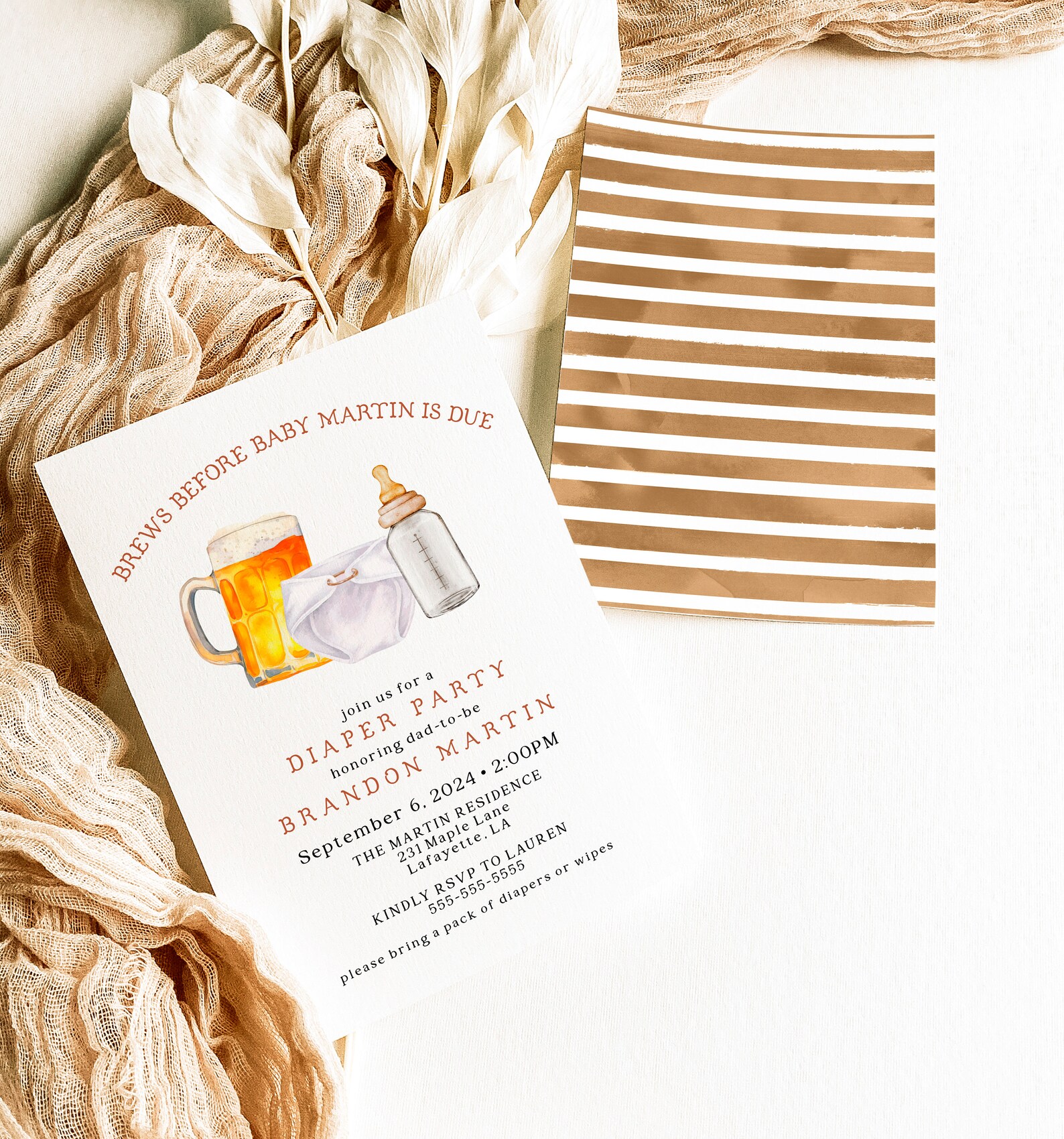 Beer and Diaper Party Baby Shower Invite, Man Shower, Dadchelor ...