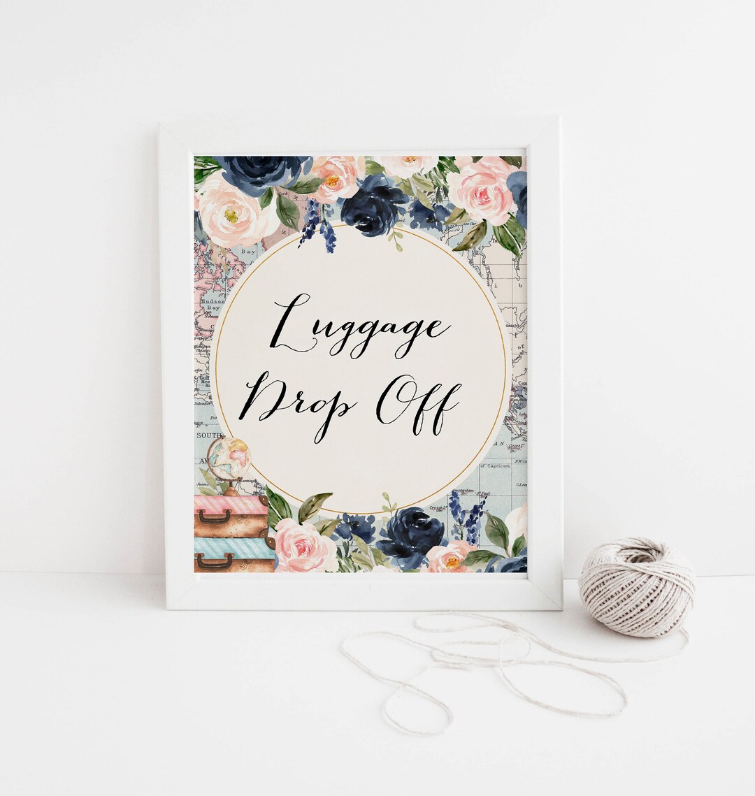Luggage Drop off Sign Travel Shower, Adventure Awaits Bridal Shower ...