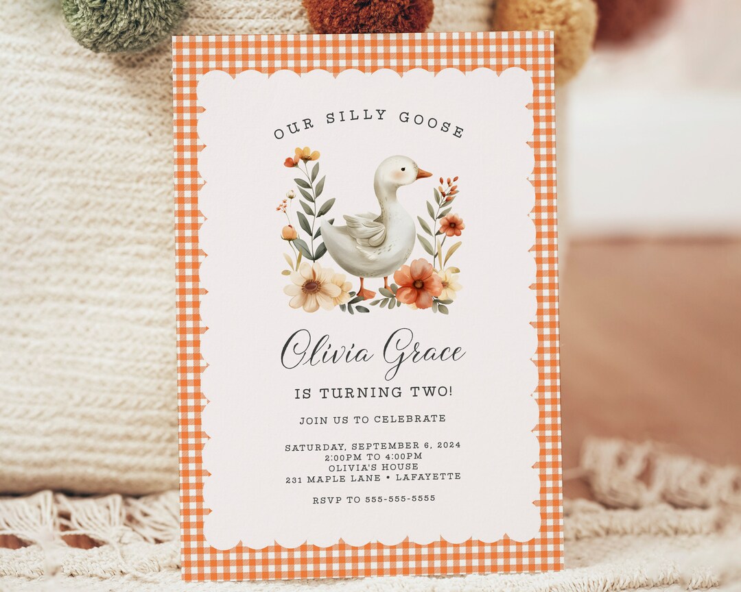 Goose Birthday Invitation, Silly Goose Birthday Invite, Vintage, Goose ...
