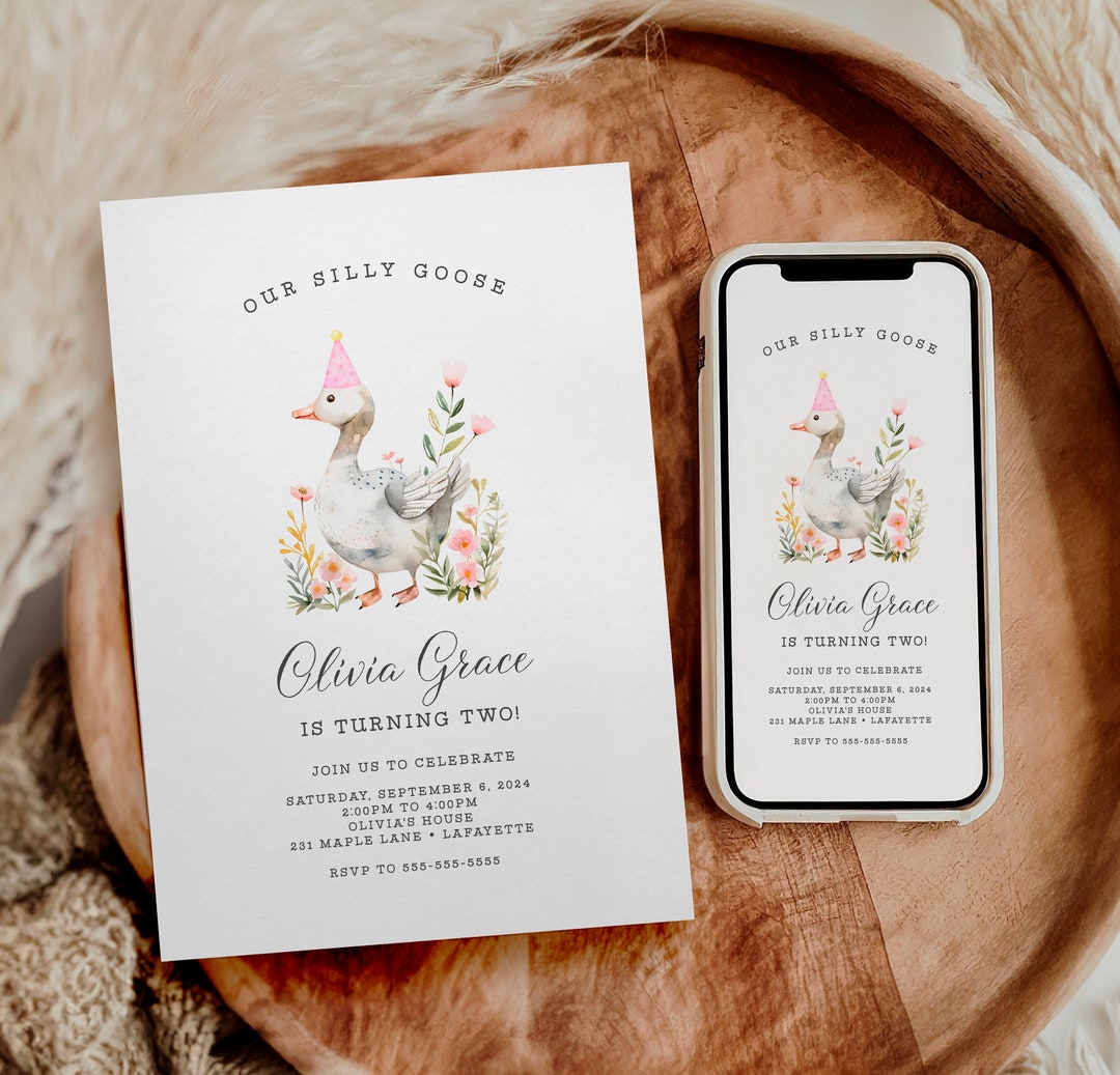 Goose Birthday Invitation, Silly Goose Birthday Invite, Vintage, Goose ...