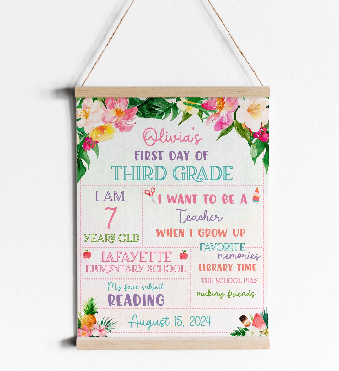 Tropical Instant Download School Sign, Editable Tropical First Day of ...
