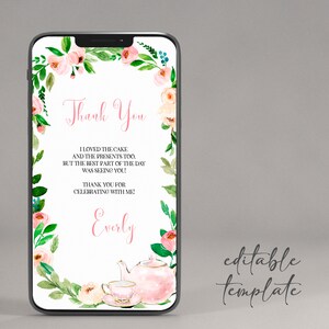 Floral Tea Party Text Message Invitation, Tea Party Birthday Invitation ...