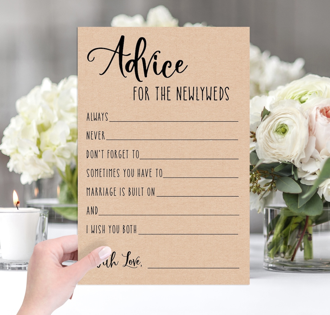 Printable Wedding Advice Cards, Bride Groom Advice for the Newlyweds ...