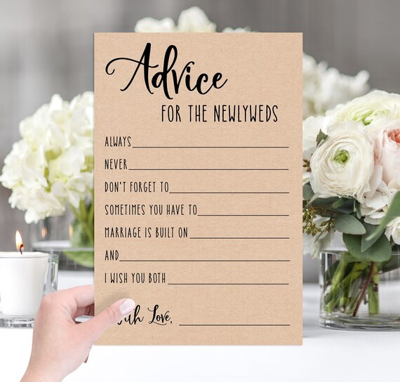 Printable Wedding Advice Cards Bride Groom Advice for the | Etsy