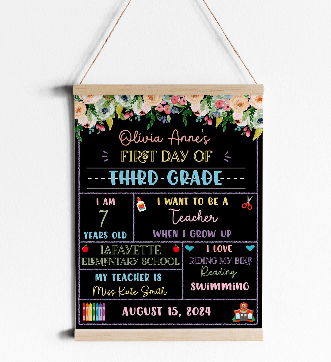 Printable School Sign • Editable First Day of School Template • Last ...