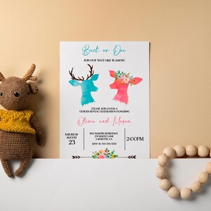 Buck or Doe Invitations, Gender Reveal Invitations, Instant Download ...