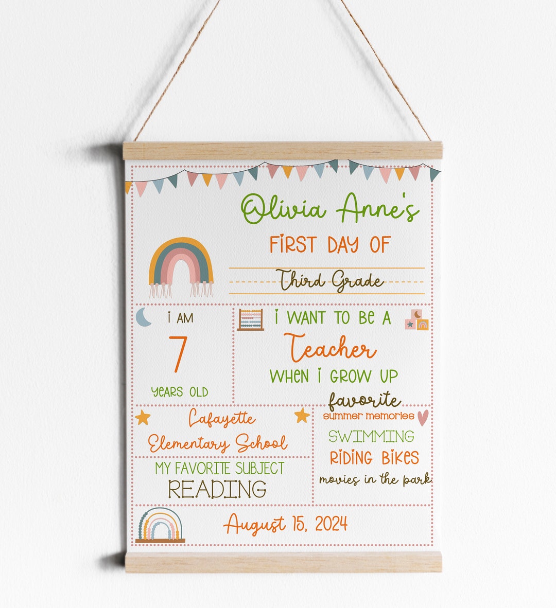Boho First Day of School Signs Editable First Day of School - Etsy
