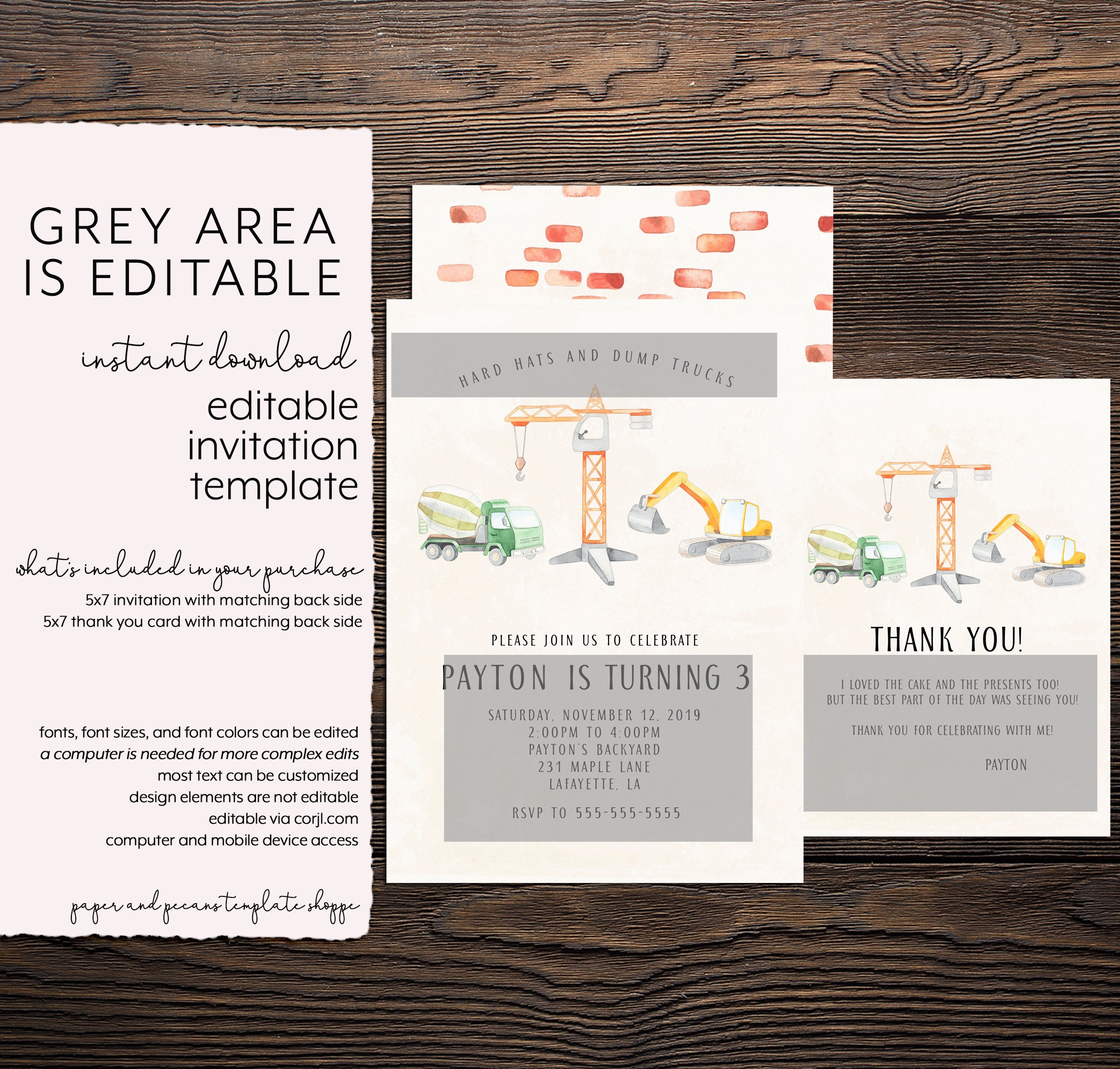 Construction Invitation Construction Party Invitation Truck | Etsy