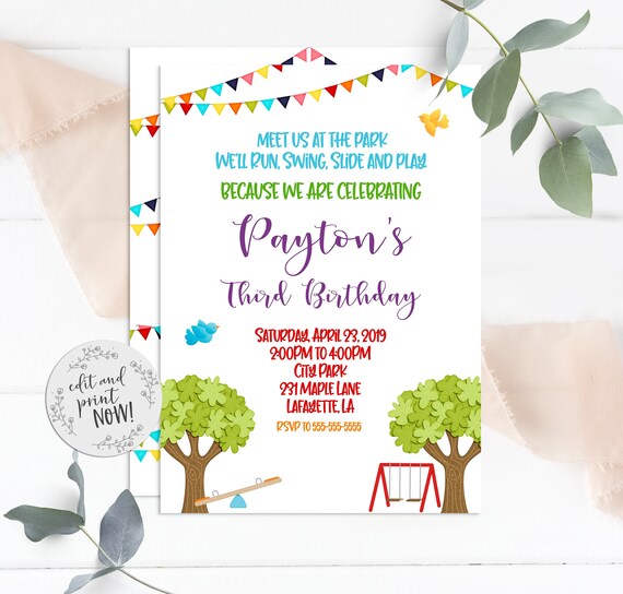 Park Invitations Playground Invitations Bounce House | Etsy