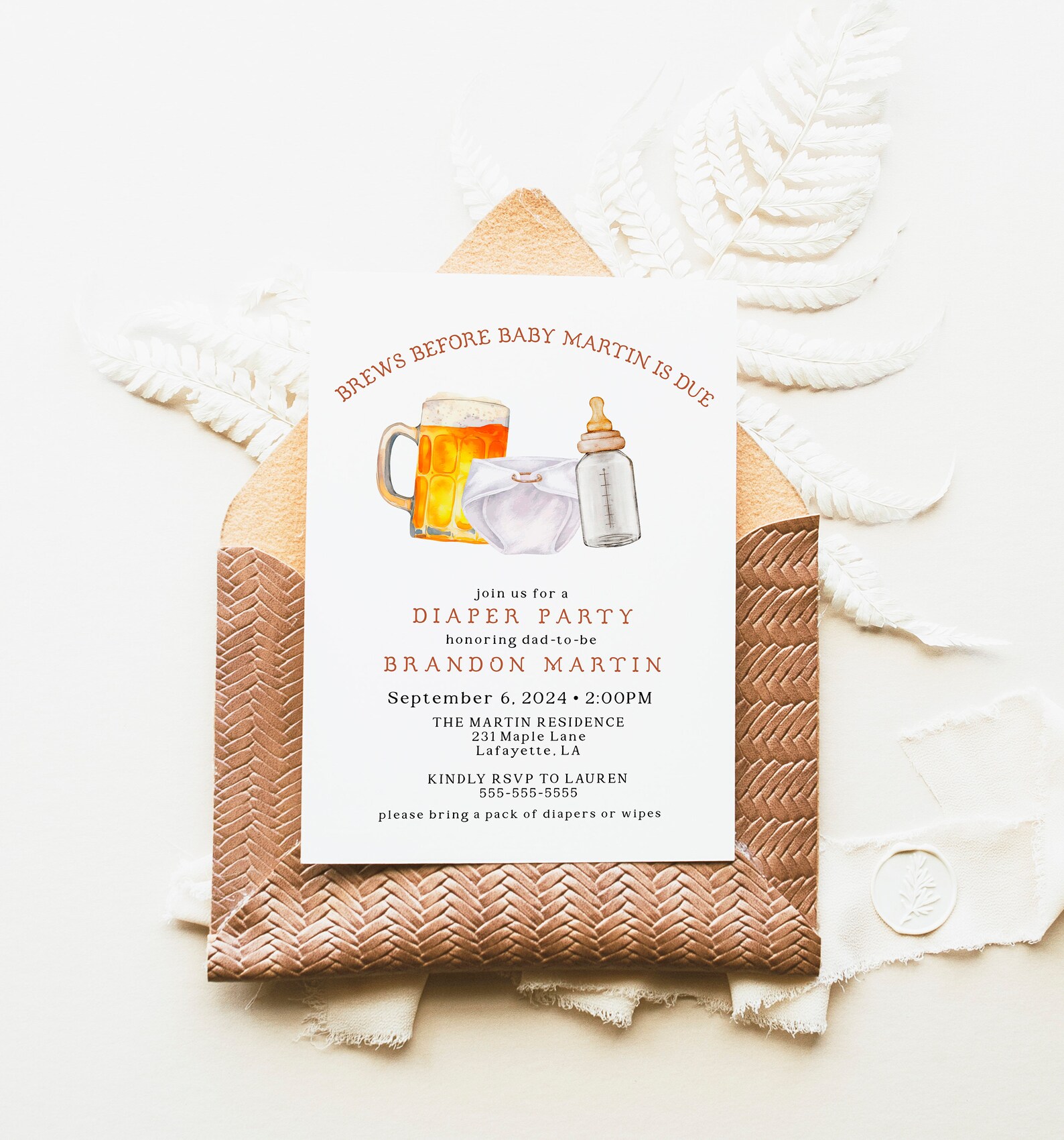 Beer and Diaper Party Baby Shower Invite, Man Shower, Dadchelor ...