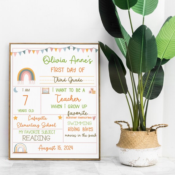 Boho First Day of School Signs Editable First Day of School - Etsy