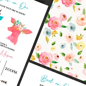 Buck or Doe Invitations, Gender Reveal Invitations, Instant Download ...