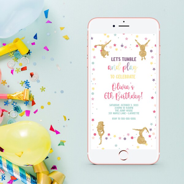 Gymnastics Birthday Text Invitation Etsy