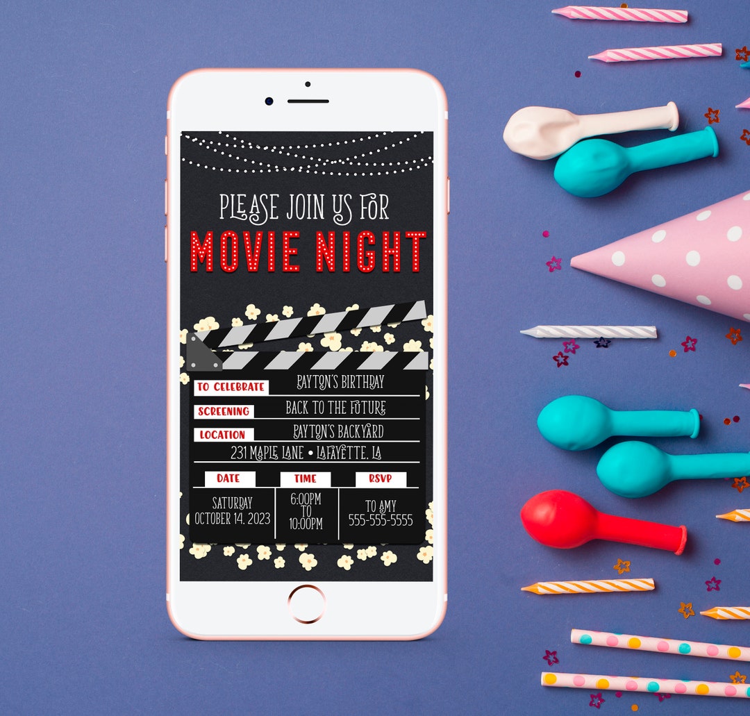 Movie Party Text Message Invitation • Instant Download Movie Ticket ...