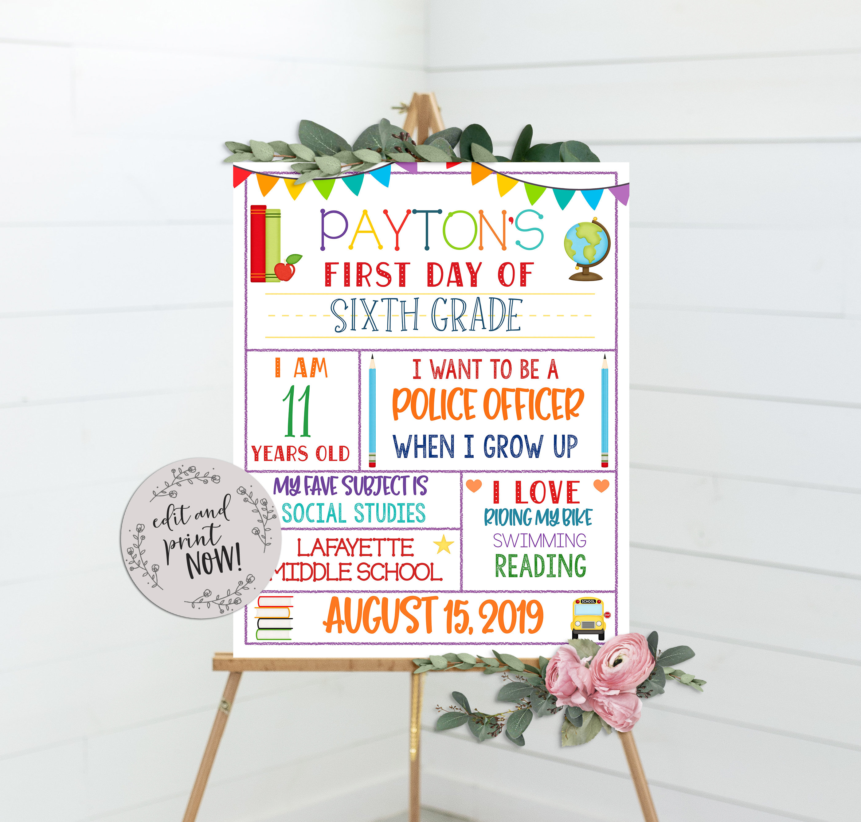 First Day of School Signs Editable First Day of School | Etsy